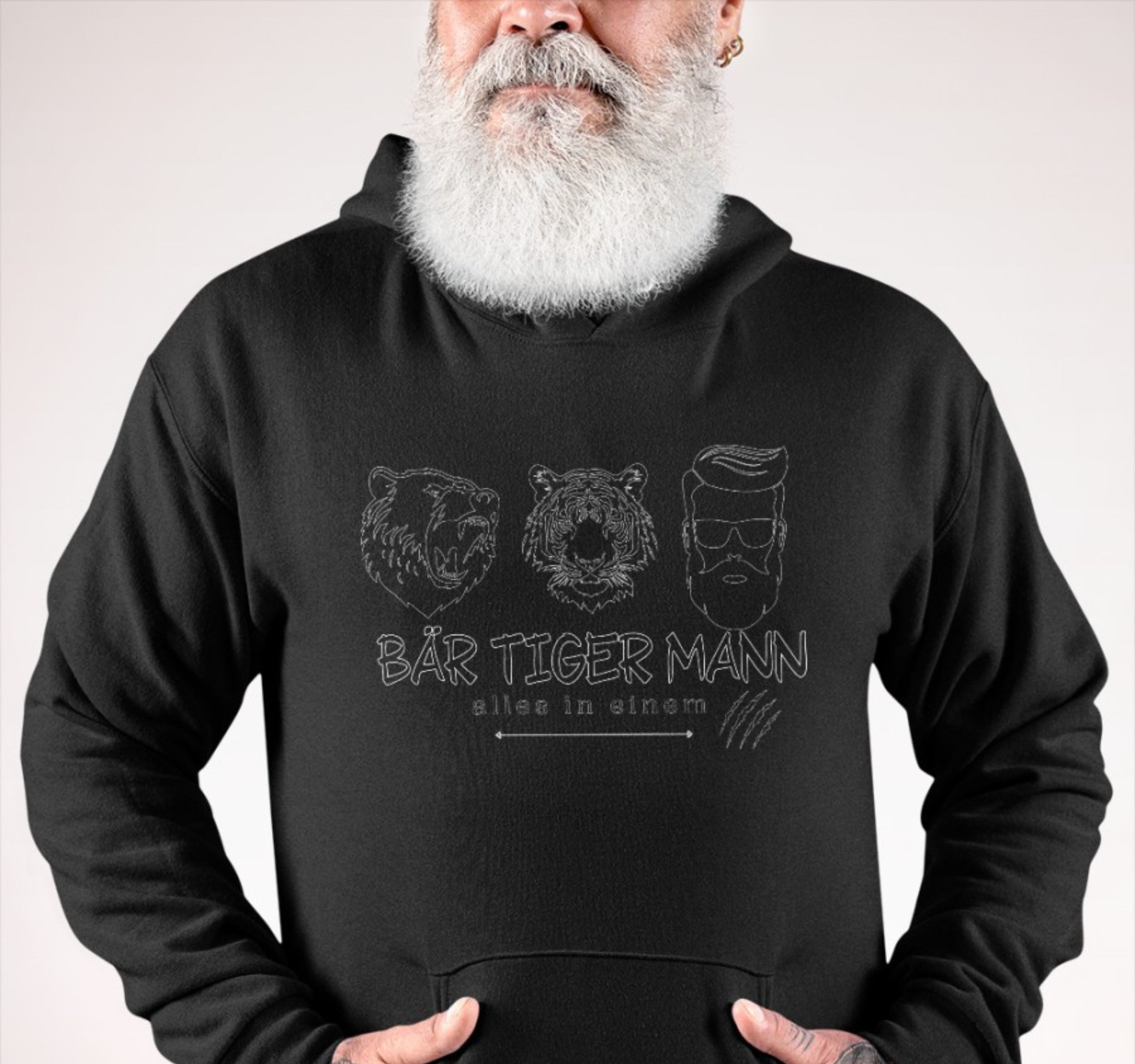 Bär Tiger Mann Bart Geschenke für Bartträger, ausgefallener Hoodie für ...